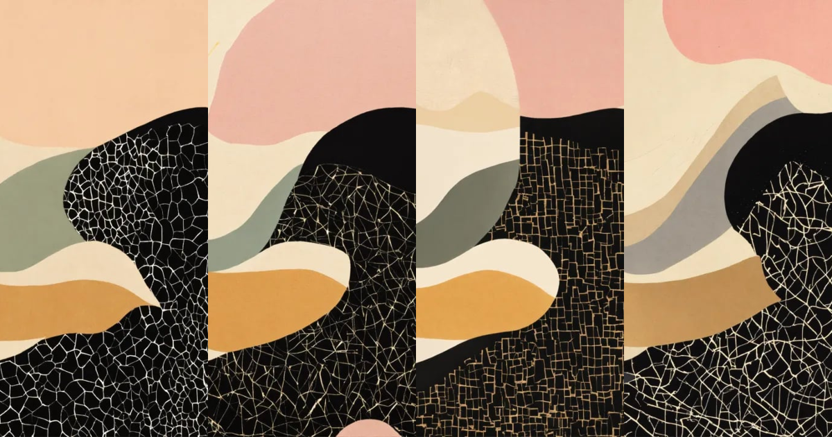 Lexica - Fragments, riso design, texture, pastels cream black, flow, clean