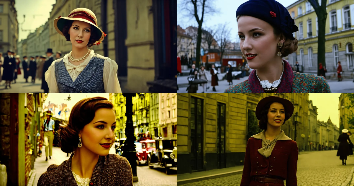 Lexica - Retro warszawa 1920-1930, cute woman, on street, retro style