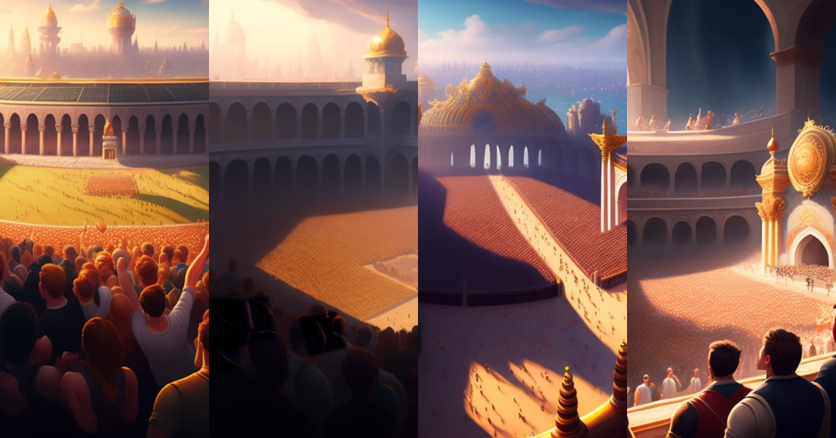 Lexica - Drunken cheering crowd in coliseum, aerial view, medieval ...