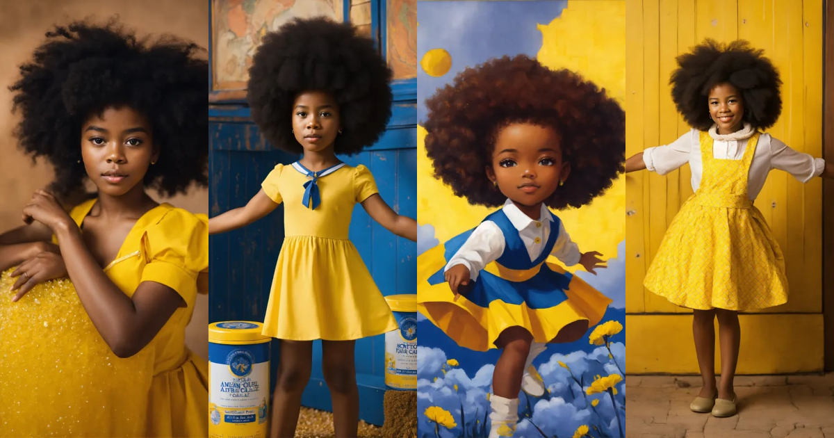 Lexica - African American girl with Afro as the Morton Salt girl in the ...
