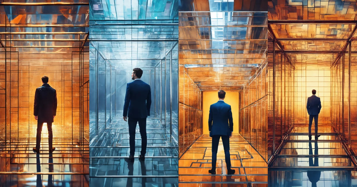 Lexica - Man in the glass labyrinth in modern style game