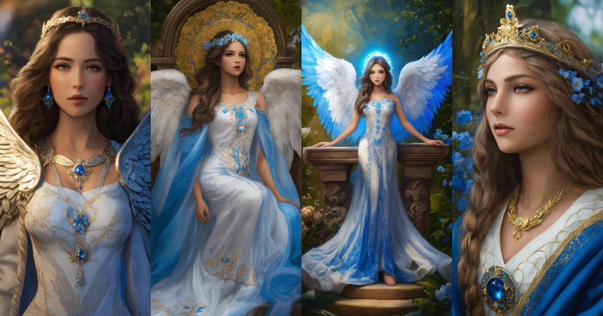Lexica - 2 Angeles guardianes varones con alas de angel de color azul ...