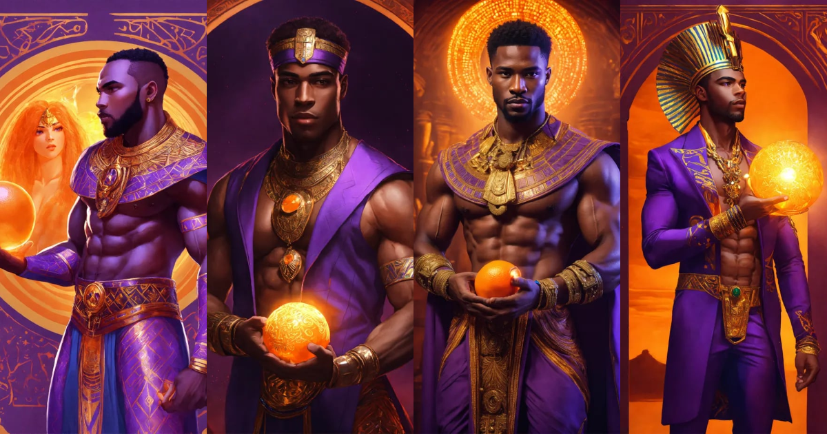 Lexica - Muscular handsome African male Pharaoh in an ornate purple ...