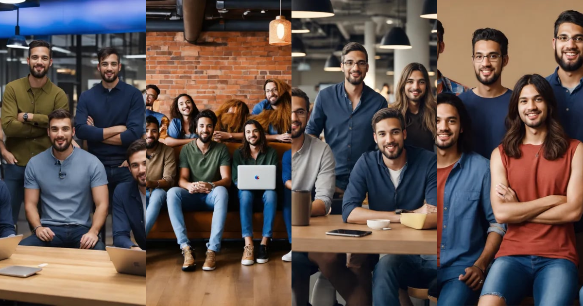 Lexica - Ultra realistic group photo of a developers team of 5 american ...