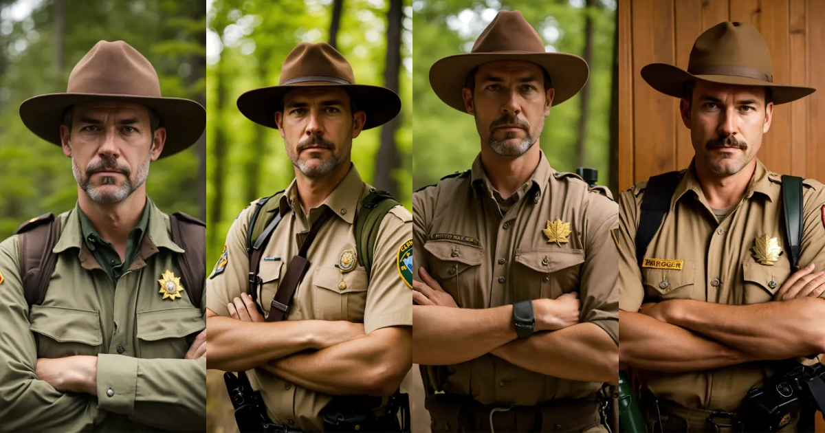 Lexica - Scared Canadian park ranger man, FRONT VIEW, casual clothes ...