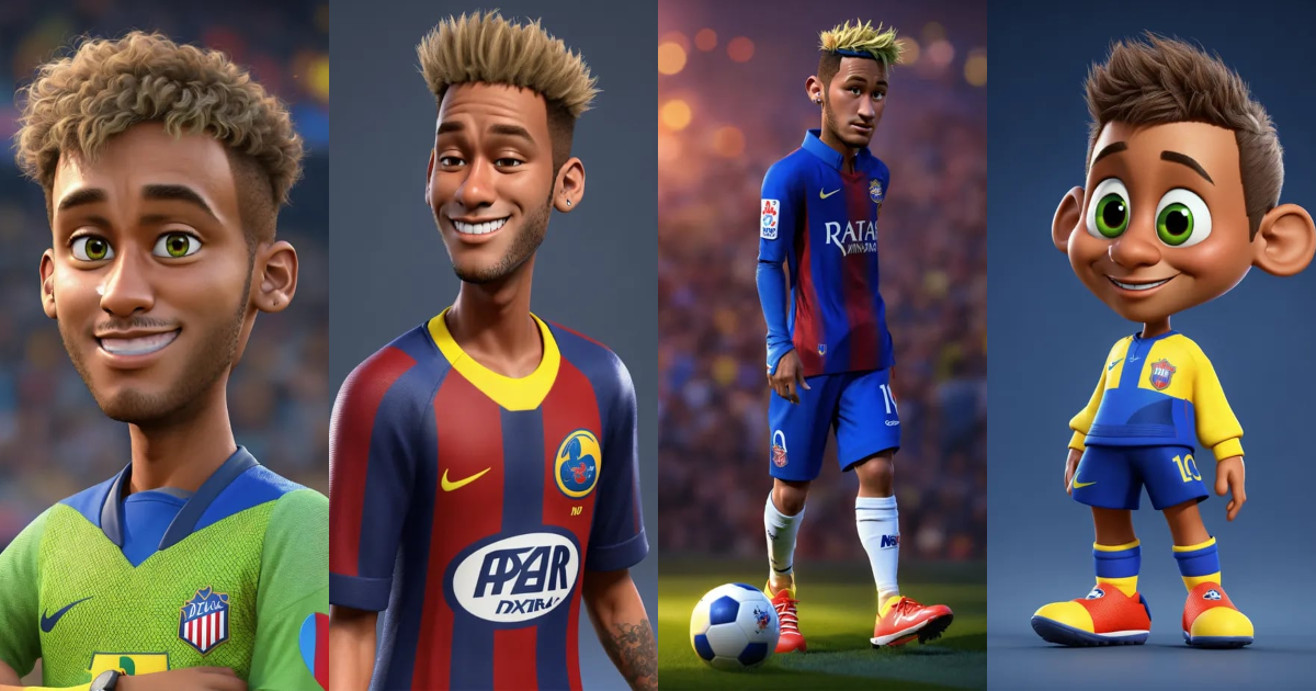 Lexica - Neymar 3d character cartoon disney pixar render