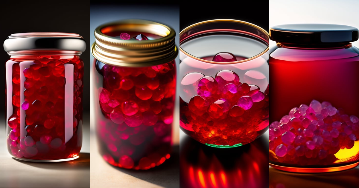 Lexica - Ruby gemstones in a jar