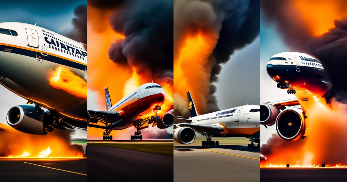 Lexica - Lufthansa plane in fire