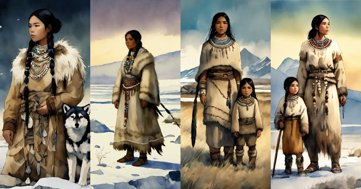 Lexica - Full body Illustration of an inuit woman, young, 18 years old ...
