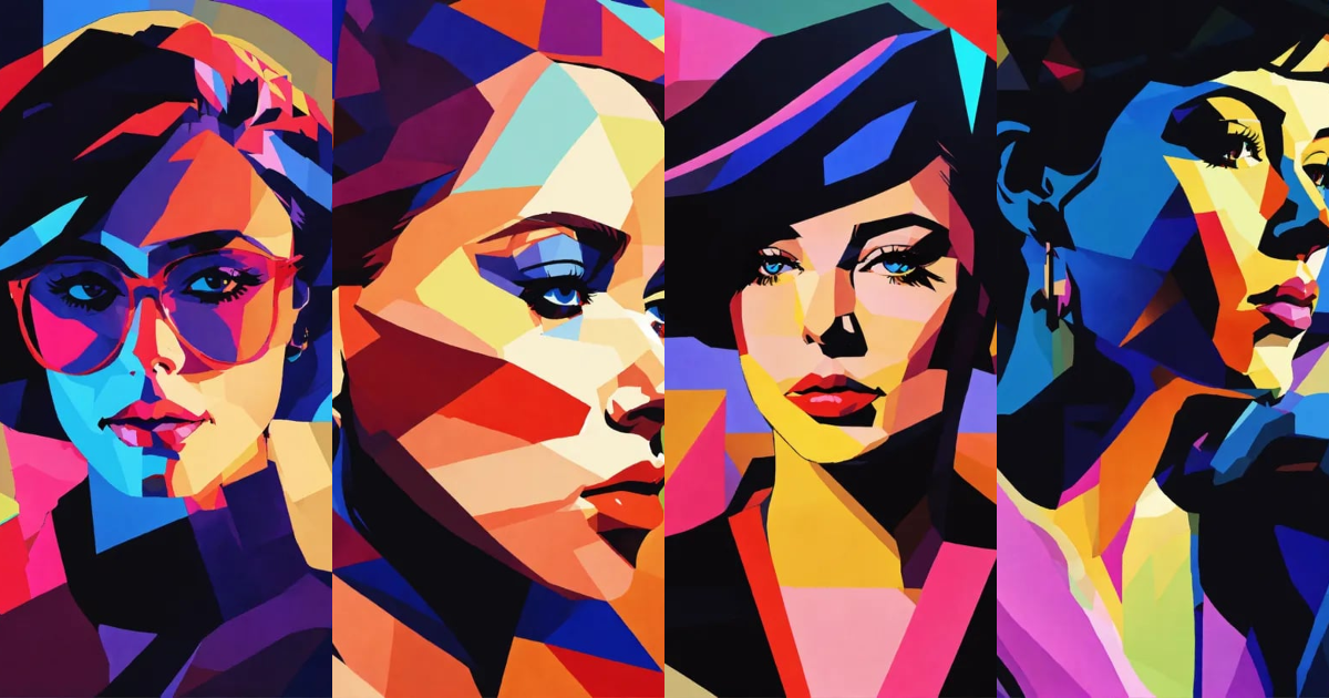 Lexica - Simplified abstract illustration of close up portrait of ...