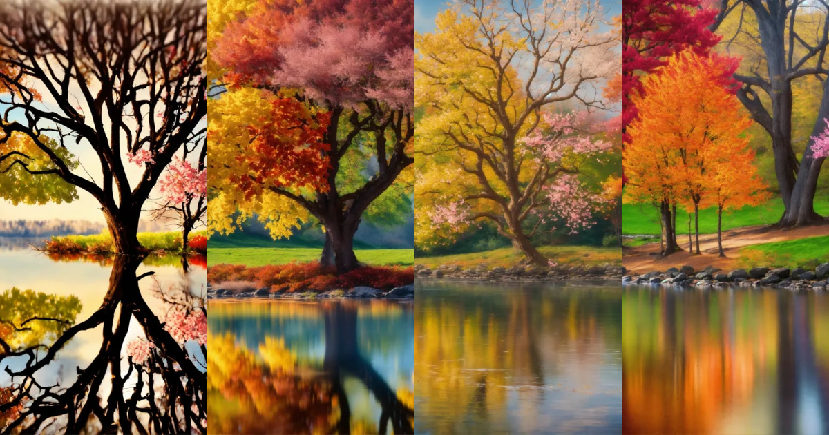 Lexica - "four distinct seasons" one gorgeous tree with colorful fall ...