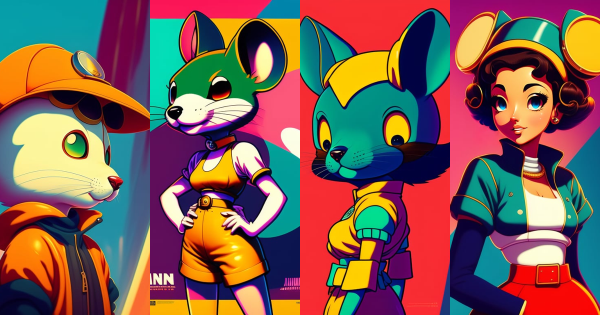 Lexica - 50s cartoon style photo of anthromorphic mouse, style of ...