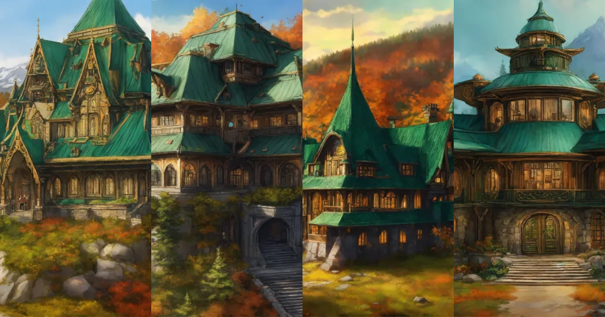 Lexica - Drawing of the full image of a high elf sci fi palace with a ...