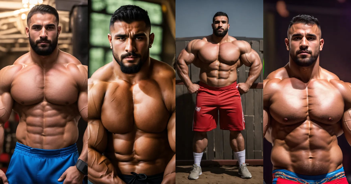 Lexica - 30-year-old wrestler with big muscles, bodybuilder, arab, big