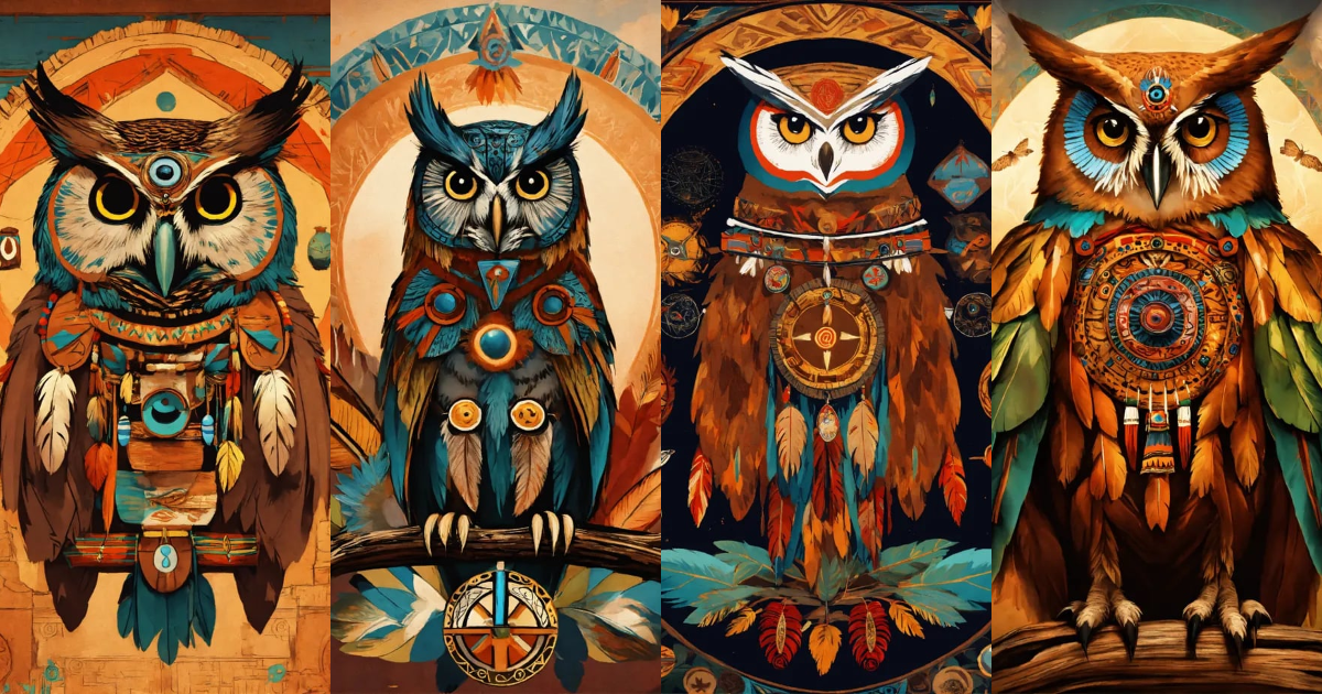 Lexica - Wise owl shaman, native american symbols