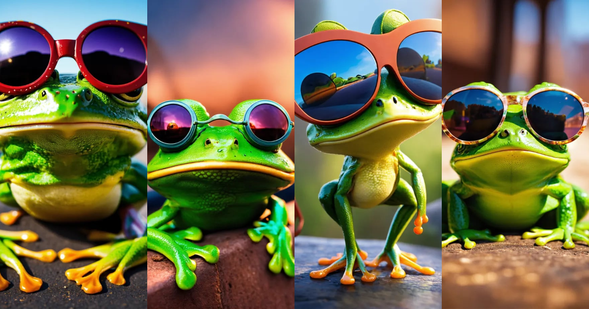Lexica - Frog in sunglass in Pixar style