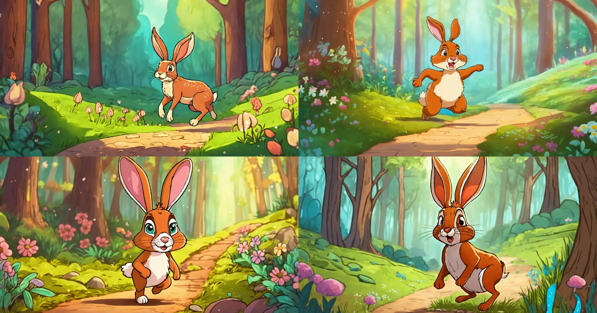Lexica - Cartoon style upset crying hare is walking on the magical ...