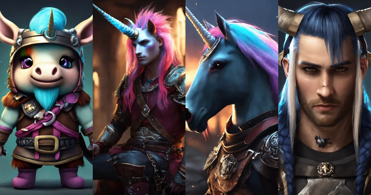 Lexica - Game character cartoonish realistic emo rock evil emo unicorn ...