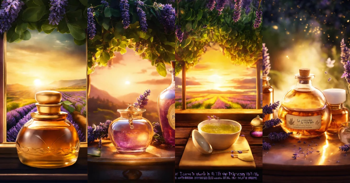 Lexica - Advertising image for lavender potion, photorealistic