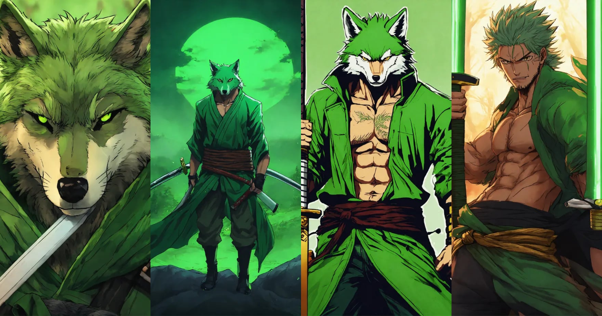 Lexica - Wolf draw in the style of roronoa zoro from one piece with the ...