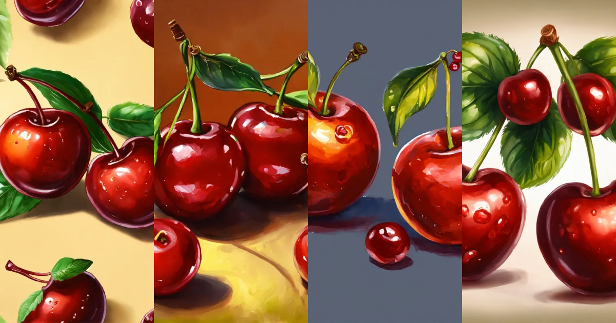 Lexica - Two cherrys, isolate objects, realistic cartoon oil paint, 2D ...