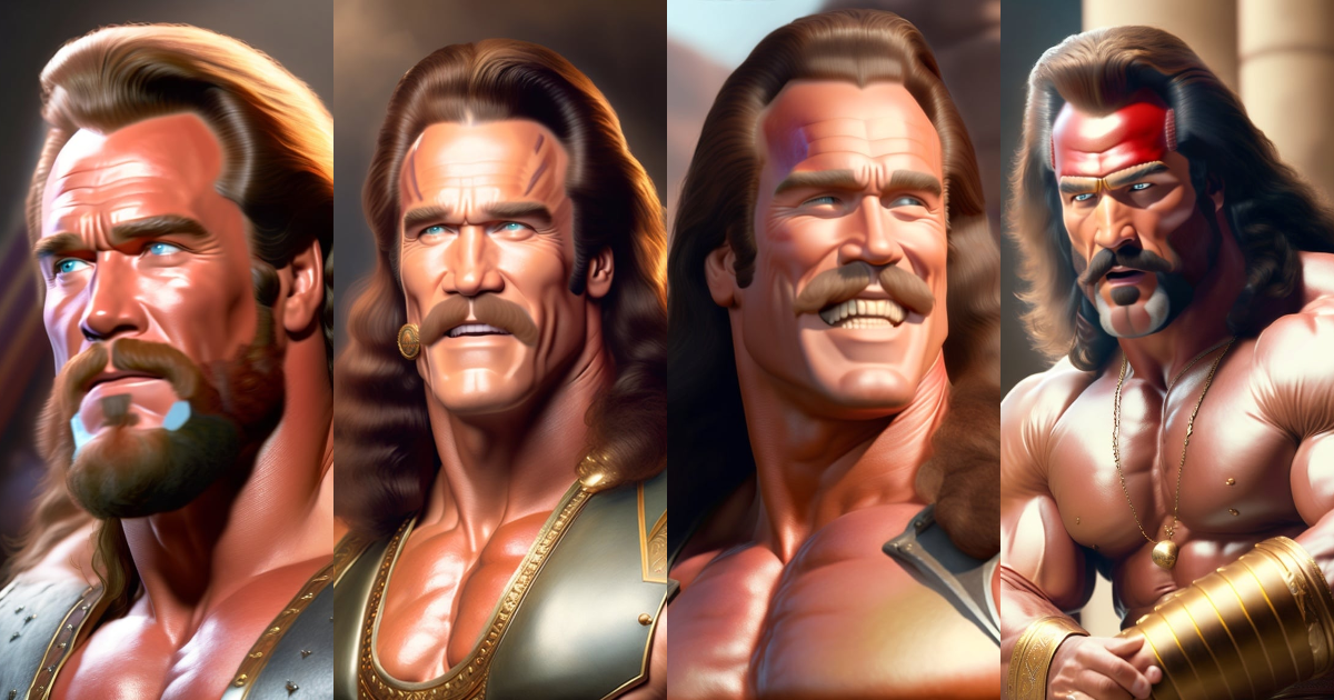 Lexica - Arnold Schwarzenegger as samson from the bible, last breath