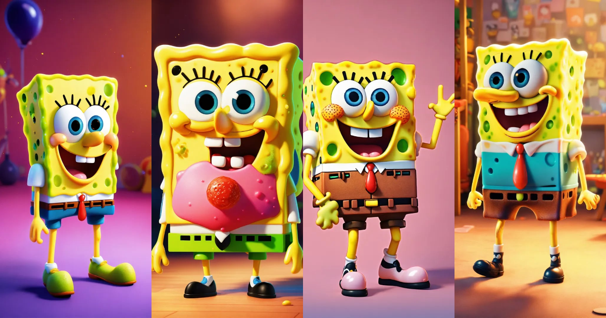 Lexica - SpongeBob ,full body image of cute ,realistic, vivid colors ...