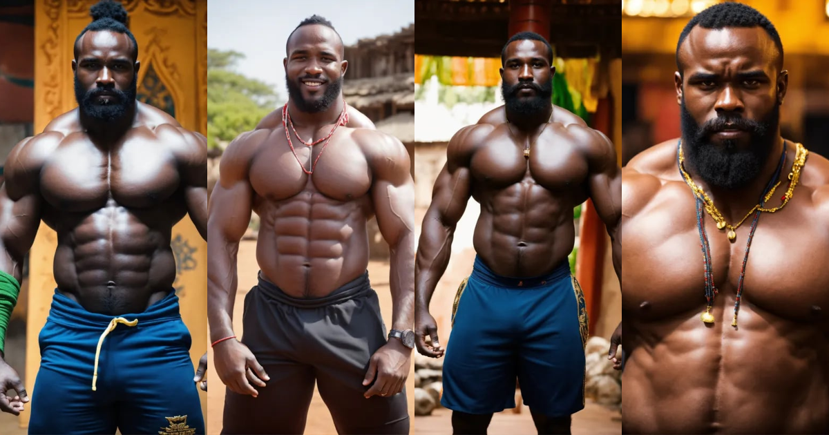 Lexica - 30-year-old hairy Kenyan man with big muscles, big bodybuilder ...