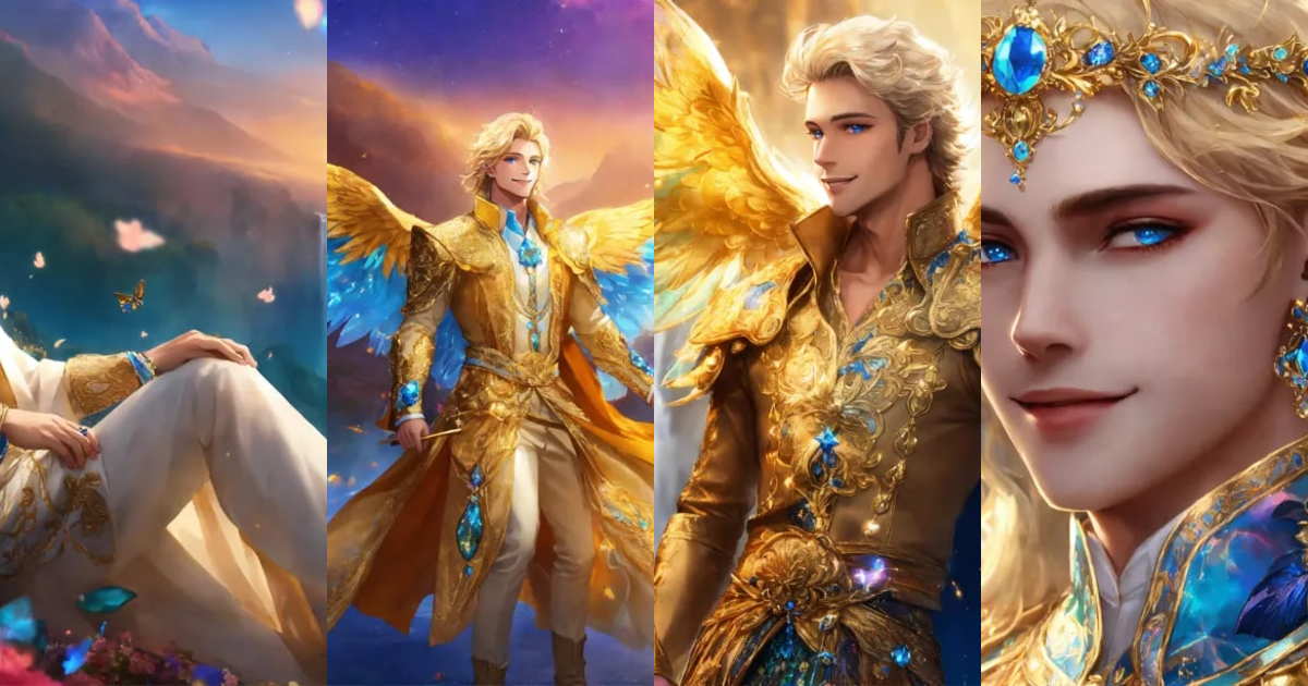 Lexica - Beautiful prince of the stars smiling blonde with blue eyes ...