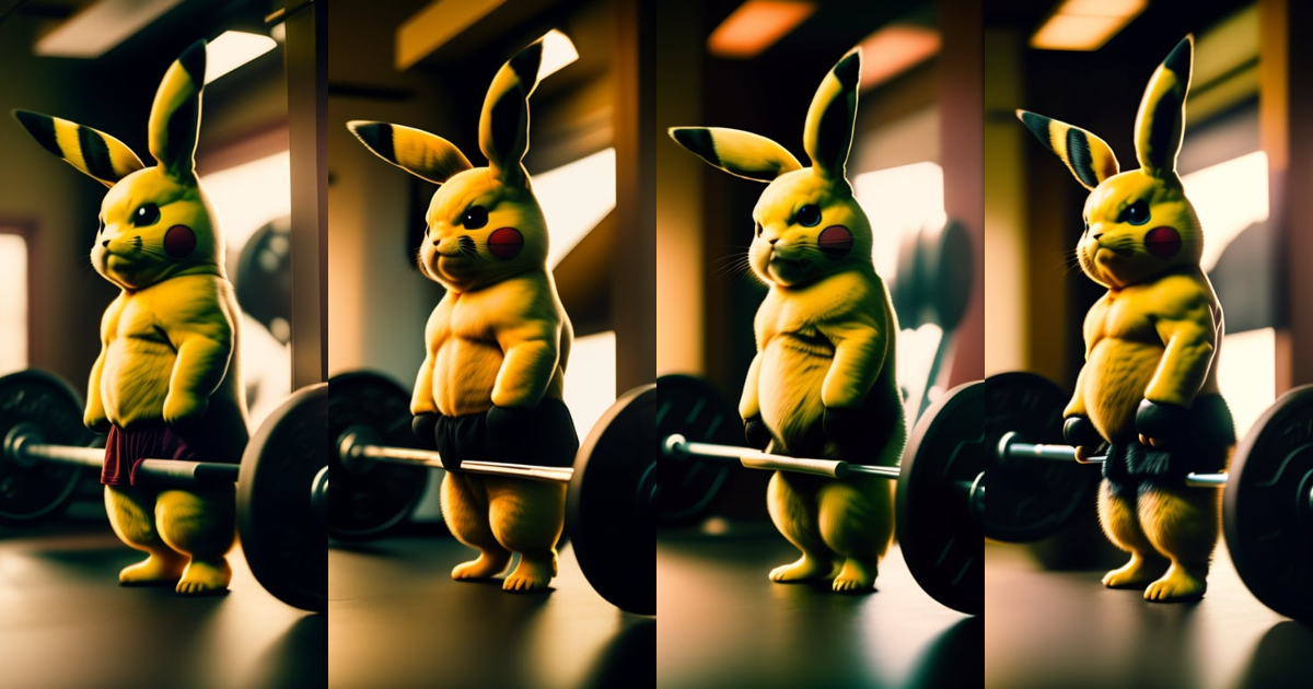 Lexica - Pikachu doing deadlifts and getting swole at a luxury gym ...