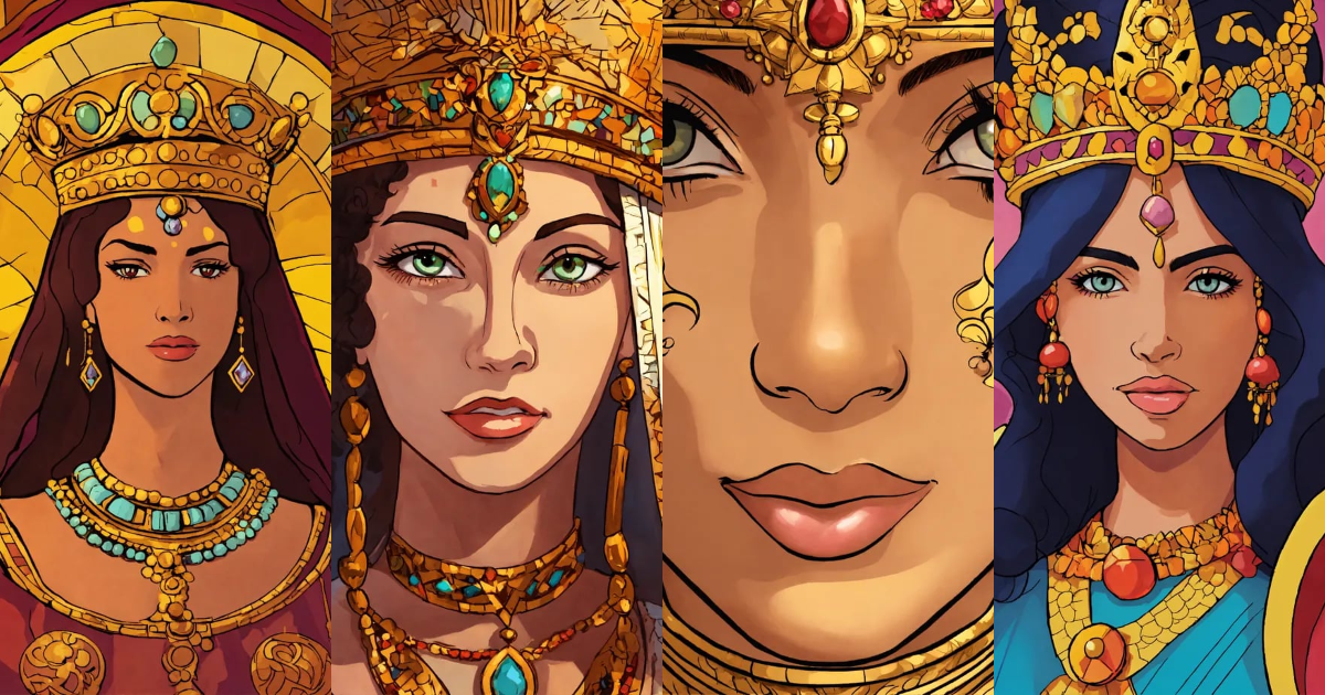 Lexica - Queen jezebel from the bible, 2d cartoon, face close up