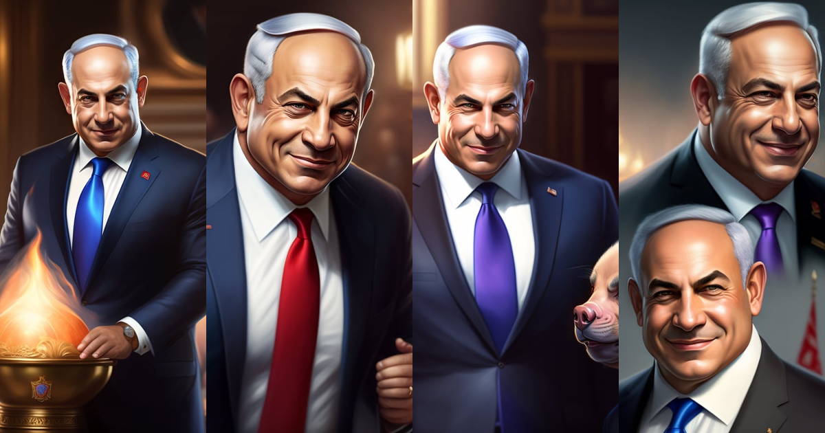 Lexica - A detailed portrait of Benjamin Netanyahu as an evil pig in a ...
