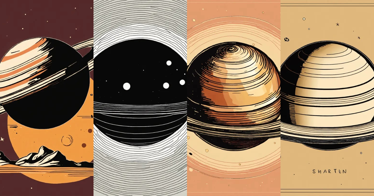 Lexica - Vector drawing of saturn, plain background. minimal. hand drawn