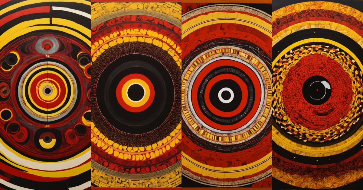 Lexica - Artwork showcases two hypnotic yellow and red concentric ...