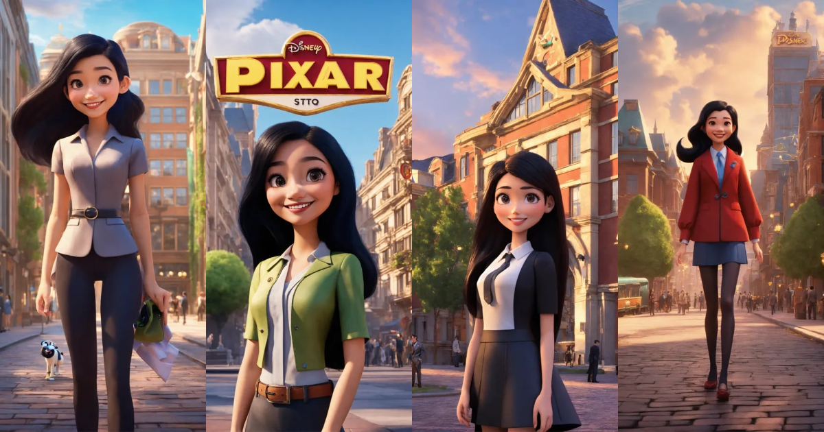 Lexica - A 3d pixar disney style pôster, with a beautiful girl in the ...