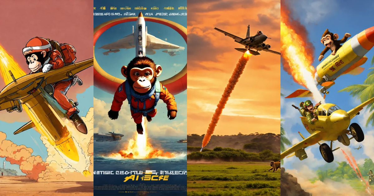 Lexica - A monkey rides a missile