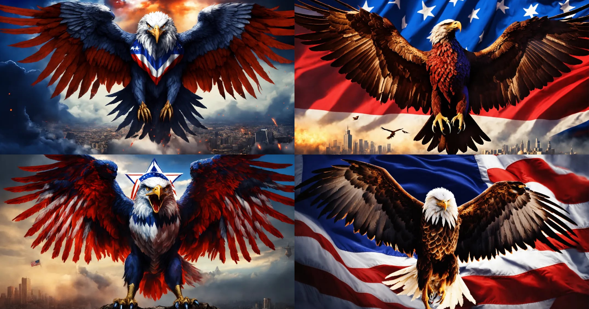 Lexica - Evil demonic Israel flag beast with an american eagle with red ...