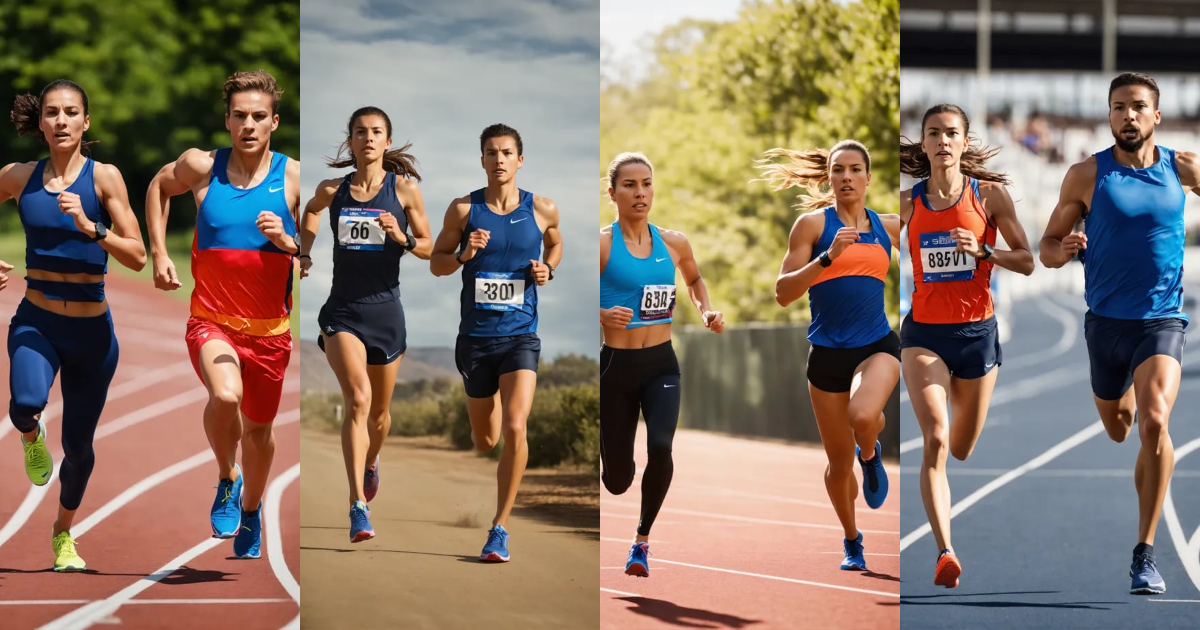 Lexica - Studio photograph, 1 female runner, 1 male runner side view ...