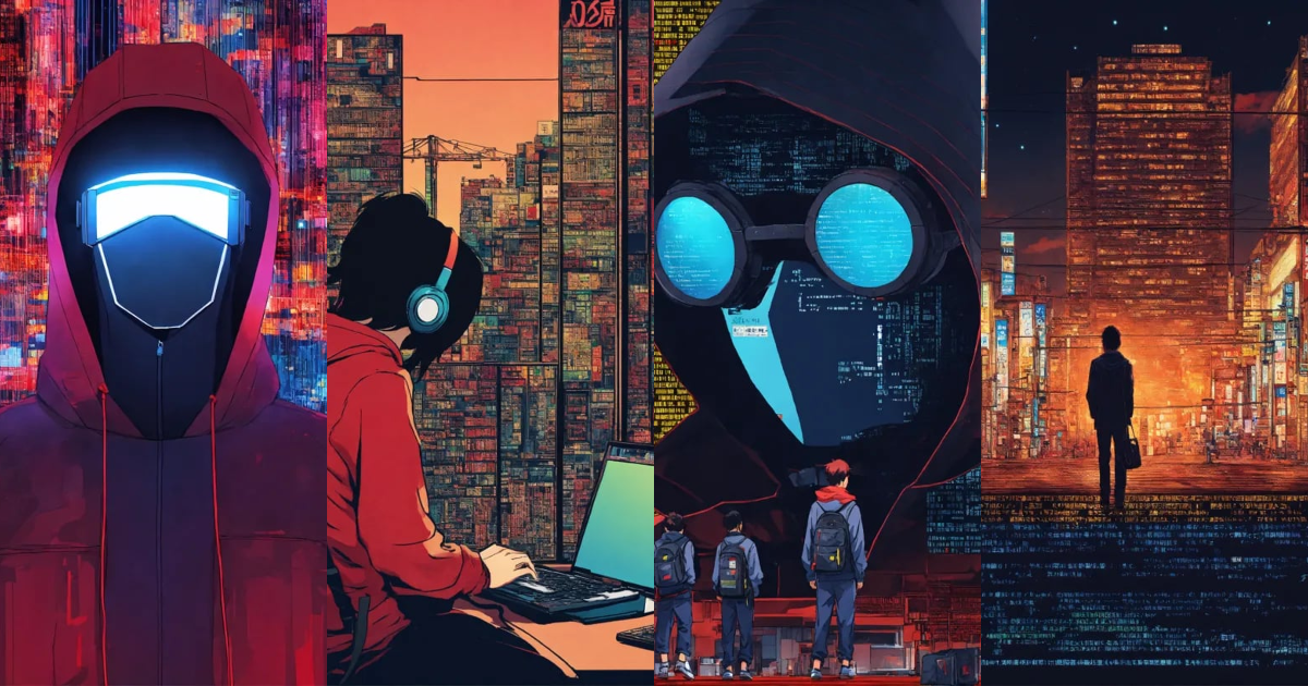 Lexica - Code, hacker, Japan, manga style, no people