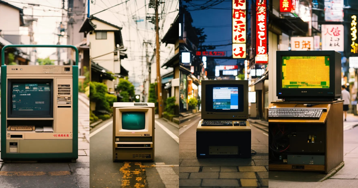 Lexica - An old computer in middle of a Japanese street