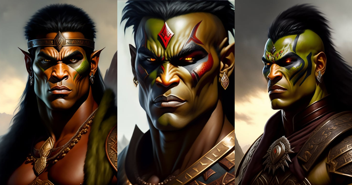 Lexica - Half orc half human berserker oil painting with orcish face ...
