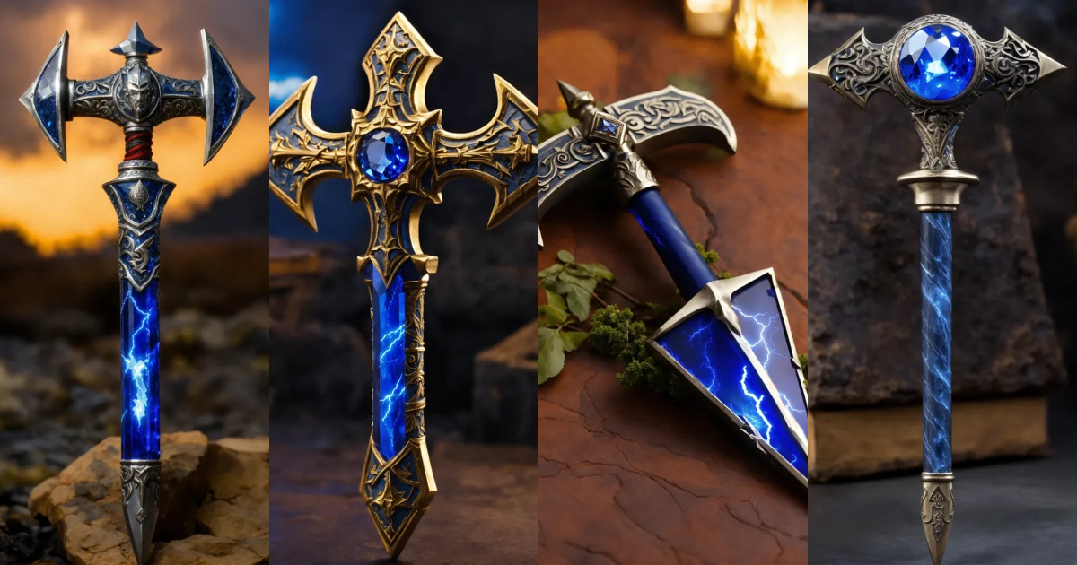 Lexica - Lightning warhammer/maul. Its large, anvil-sized, sapphire ...