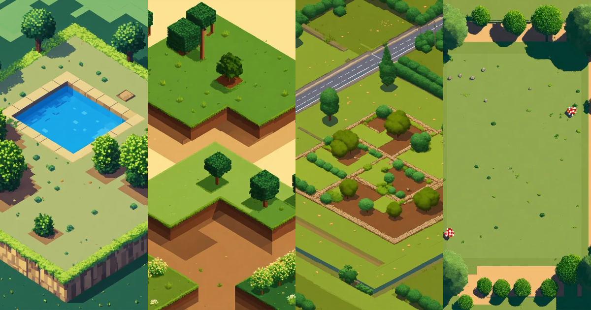 Lexica - Simple pixel 2d flat empty plain dirt grassy landscape with ...