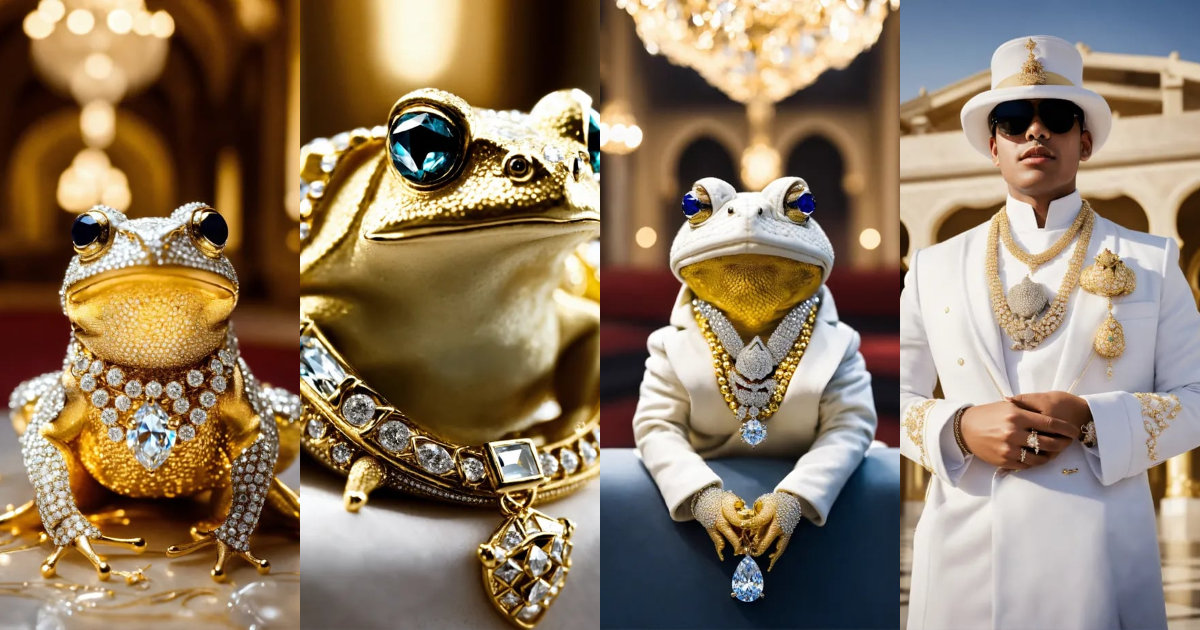 Lexica - Photorealistic Toad in white coat diamond necklace and diamond ...
