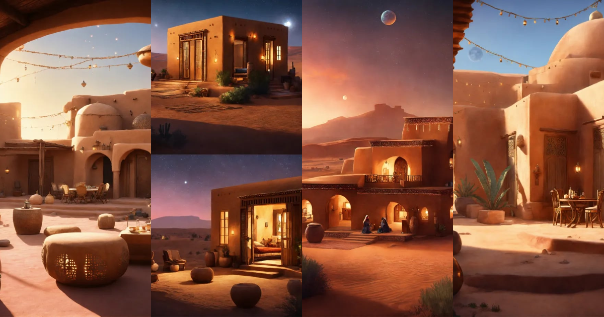 Lexica - Concept art of a large desert home, star wars, jakku, desert ...