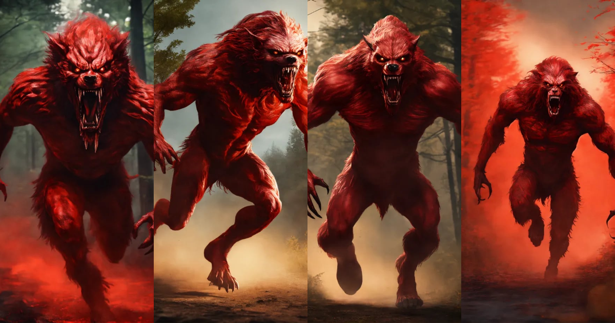 Lexica - Terrifying RED SKINWALKER Running In Ultra Realistic Style