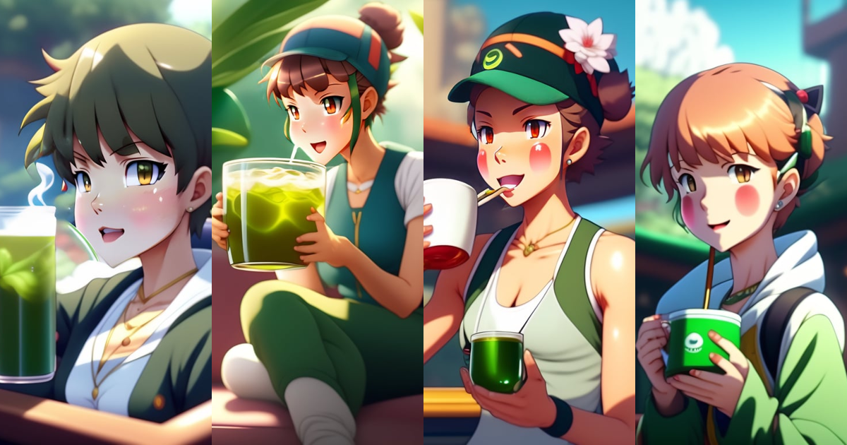 Lexica - High quality image of misty from pokemon drinking matcha tea ...