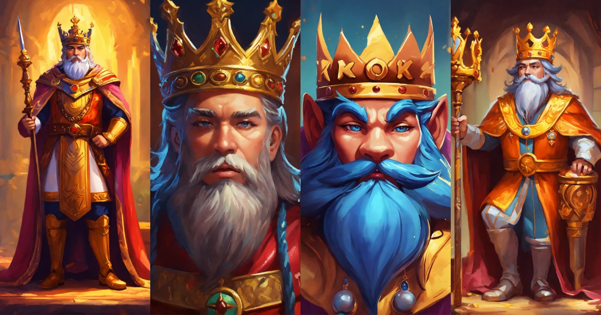 Lexica - King, realistic cartoon oil paint, 2D illustration style ...