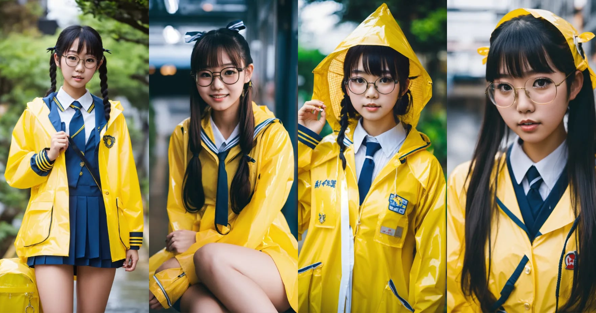 Lexica - Japanese Girl with twin tails and glasses in yellow school ...