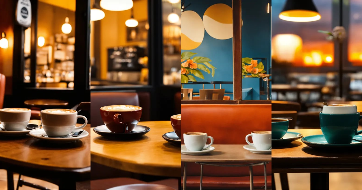 Lexica - Table in a coffee shop with a two cup of coffee